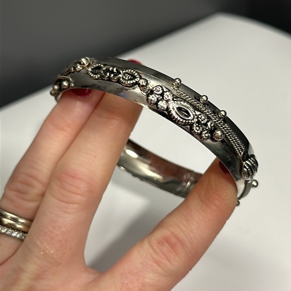 Jewelry | Vintage Floral Pattern Cuff Bracelet Sterling Silver | Poshmark